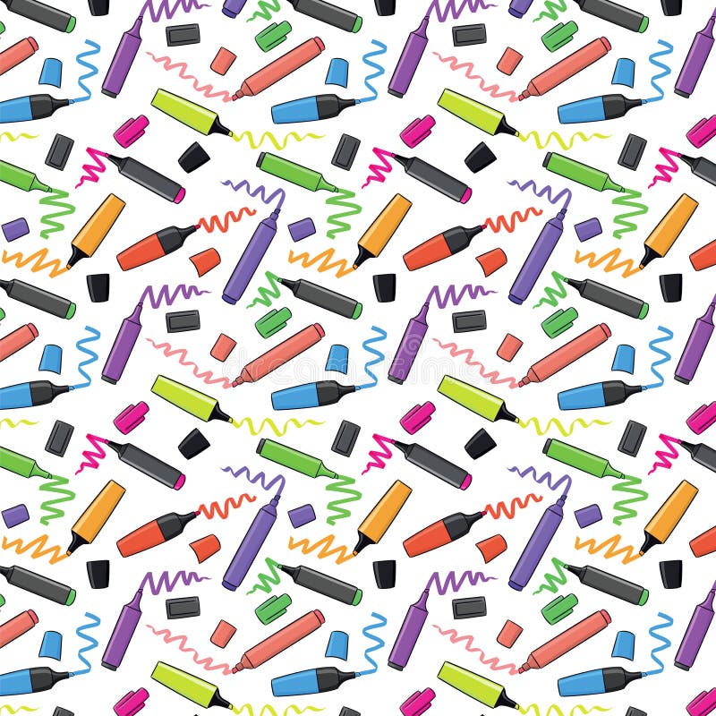 Markers Seamless Pattern, Art Background. Realistic Multicolored ...
