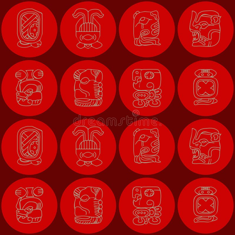 Seamless Background with Maya Calendar Named Months and Associated ...