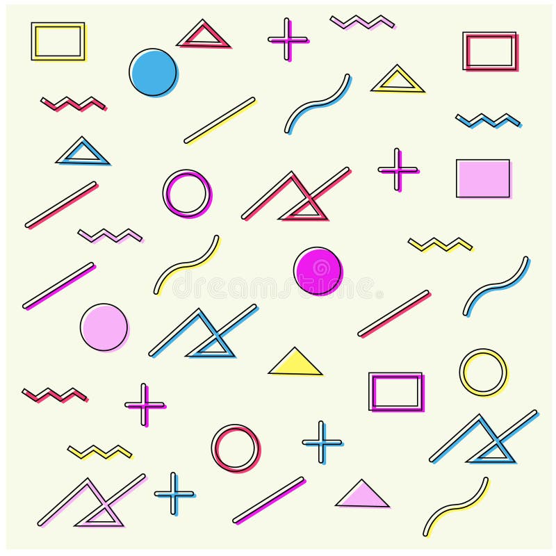 Seamless Background of Memphis Style Design Stock Vector - Illustration ...