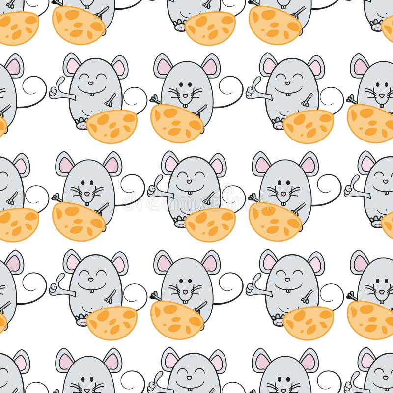 Seamless Background with 2020 Mouse Symbol. Cute Mouse Cartoon Stock ...