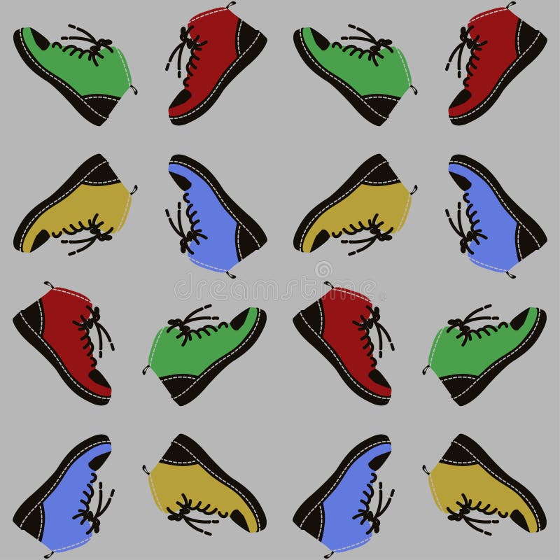 Seamless Background of Multi-colored Shoes Vector Pattern Stock Vector ...