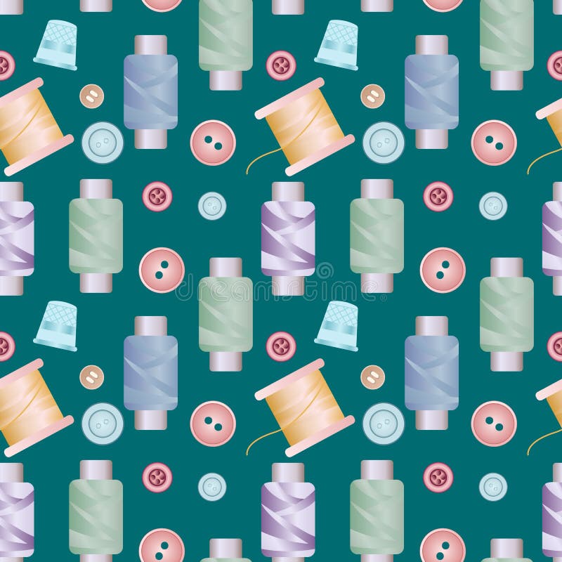 Seamless Background Multicolored Buttons, Needle and Thread. Best for ...