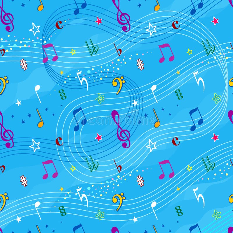 Seamless Background on a Musical Theme in Blue Tones. Background of ...
