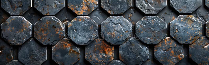 Dark Anthracite Grunge Concrete Stone Tile Texture with Octagon Print ...