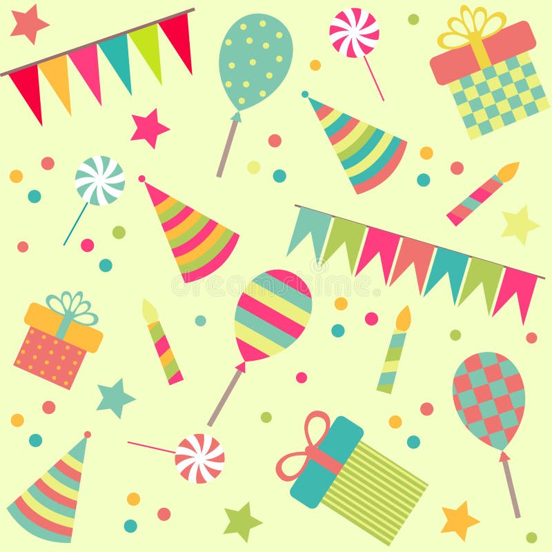 Seamless Background with Party Stuff Stock Vector - Illustration of ...