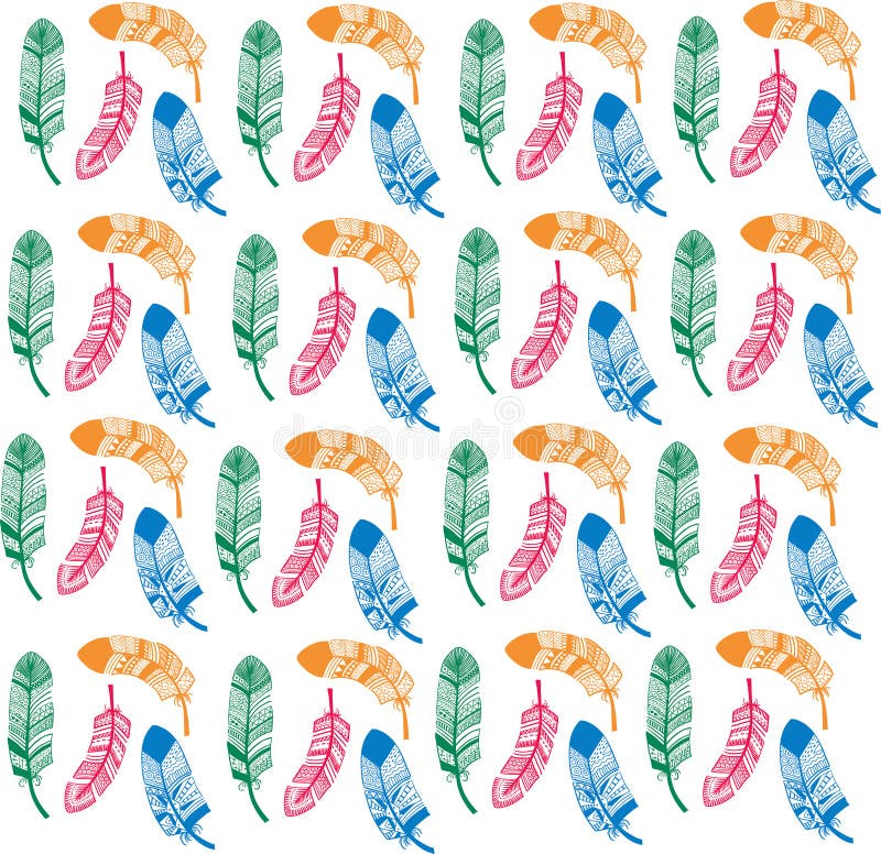 Seamless Background Pattern with Abstract Color Feathers. Vector ...