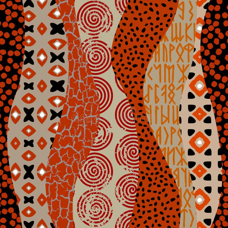 Vector Red Ethnic Tribal Pattern. Seamless Art Image. Stock Vector ...