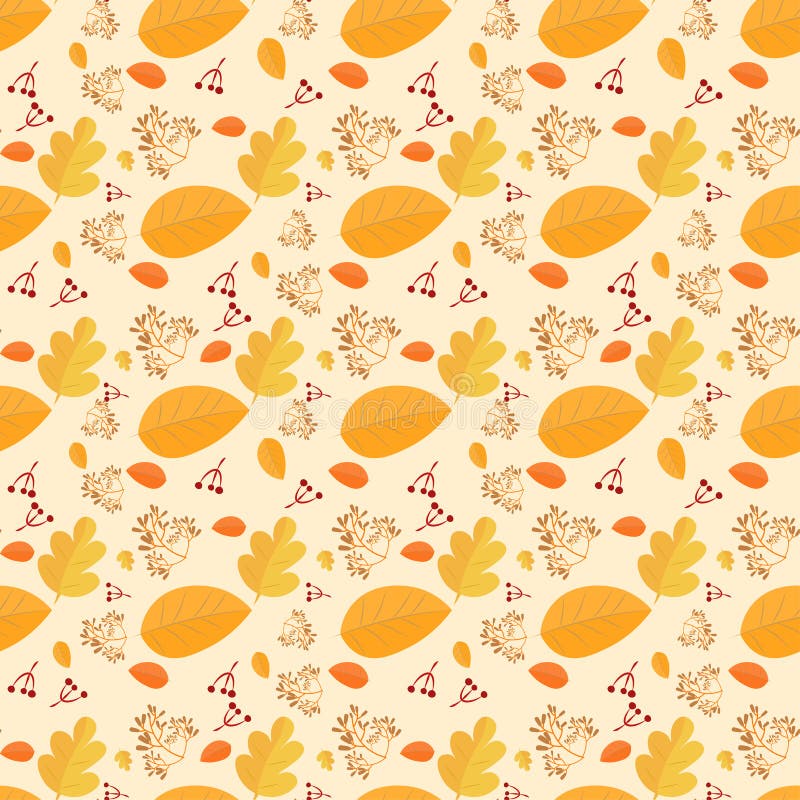 Seamless Background with Pattern of Autumn Leaves, Vector Illustration ...