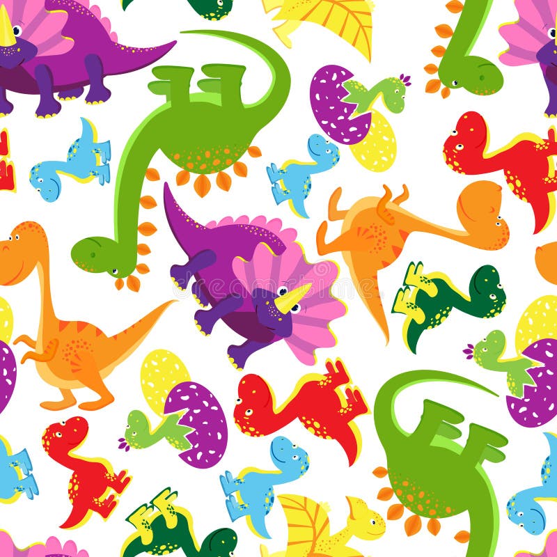Seamless Background Pattern of Baby Dinosaurs Stock Vector ...