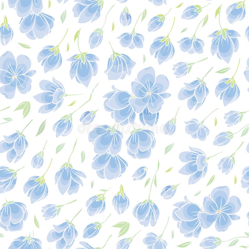 Seamless Background Pattern - Blue Sakura Blossom Stock Vector ...