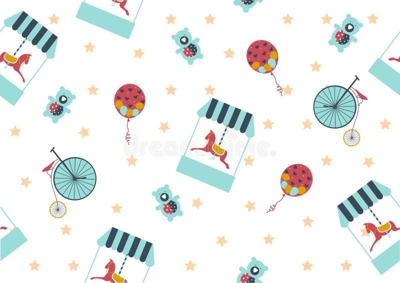 Seamless Background Pattern of Carousel Horse,Vector Illustrations ...
