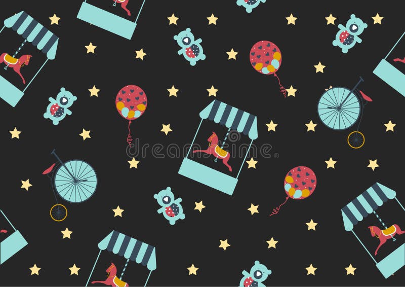 Seamless Background Pattern of Carousel Horse,Vector Illustrations ...