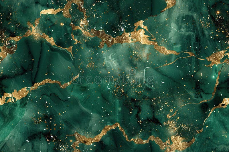 Emerald Green Marble Wallpaper with Gold Flecks, Seamless Pattern Stock ...