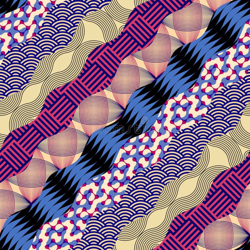 Geometric Collage in Retro Patchwork Geometric Style. Vector Image Stock Vector - Illustration ...