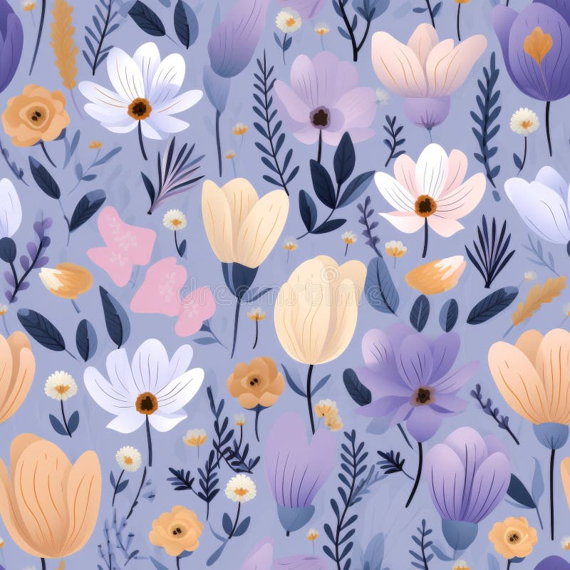 Seamless Background Pattern Light Marsh Shades Flowering Herbs Soft ...