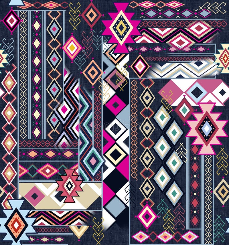 Seamless Background Pattern. Patchwork Pattern with Diamonds Ornament ...