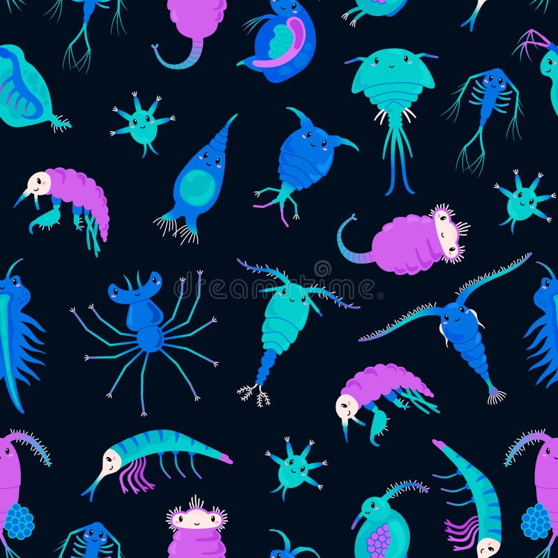 Plankton Underwater World Banner or Poster Design Flat Vector ...