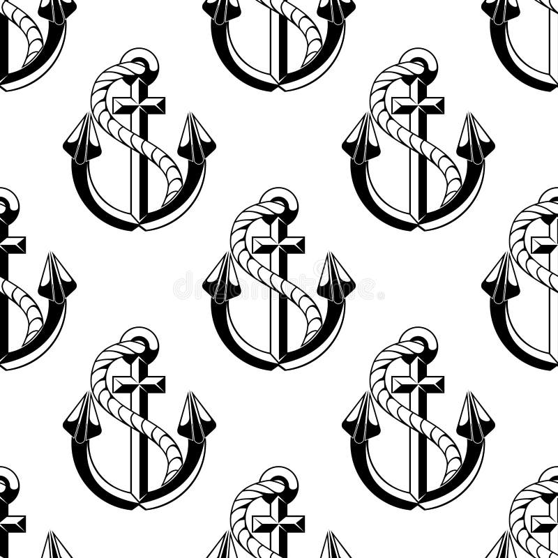 Seamless Background Pattern Of Ships Anchors Stock Vector