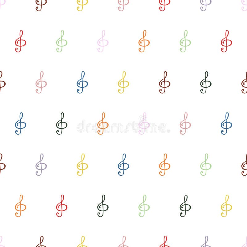Treble Clef Seamless Pattern Background. Musical Notes Vector. Music ...