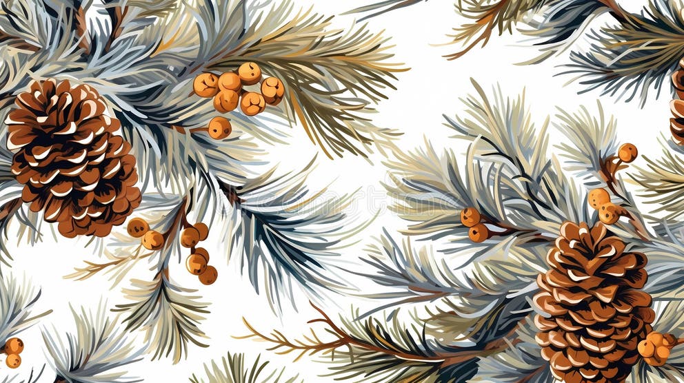 Seamless Background with Coniferous Branches Pattern, Coniferous, Fir ...