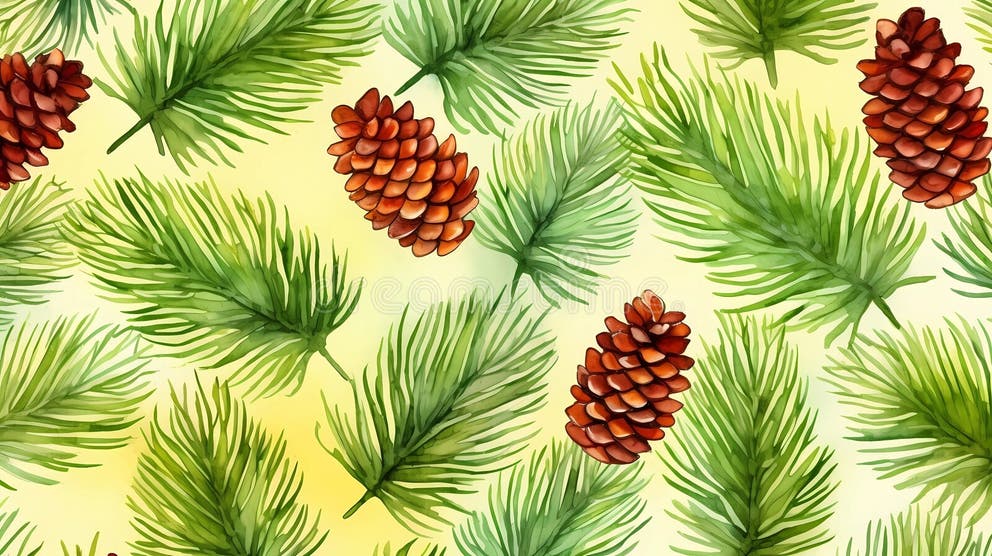 Seamless Background with Coniferous Branches Pattern, Coniferous, Fir ...