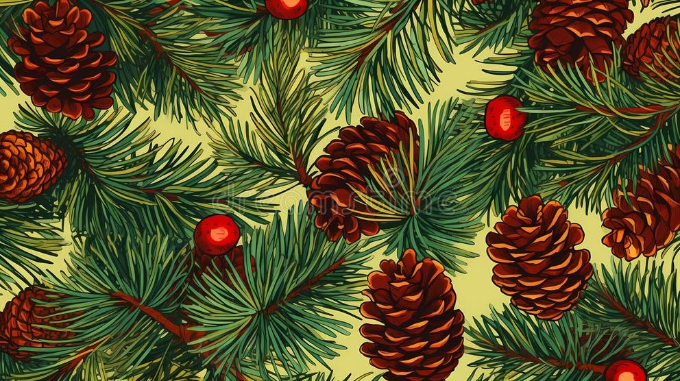 Seamless Background with Coniferous Branches Pattern, Coniferous, Fir ...