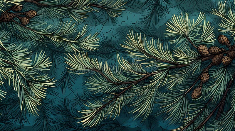 Seamless Background with Coniferous Branches Pattern, Coniferous, Fir ...