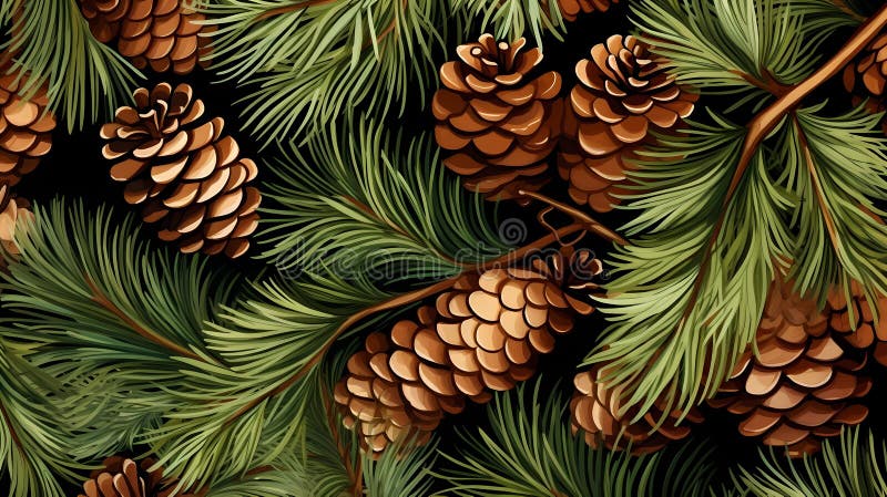 Seamless Background with Coniferous Branches Pattern, Coniferous, Fir ...