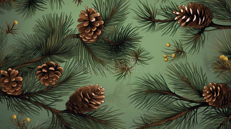Seamless Background with Coniferous Branches Pattern, Coniferous, Fir ...