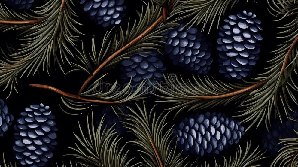 Seamless Background with Coniferous Branches Pattern, Coniferous, Fir ...