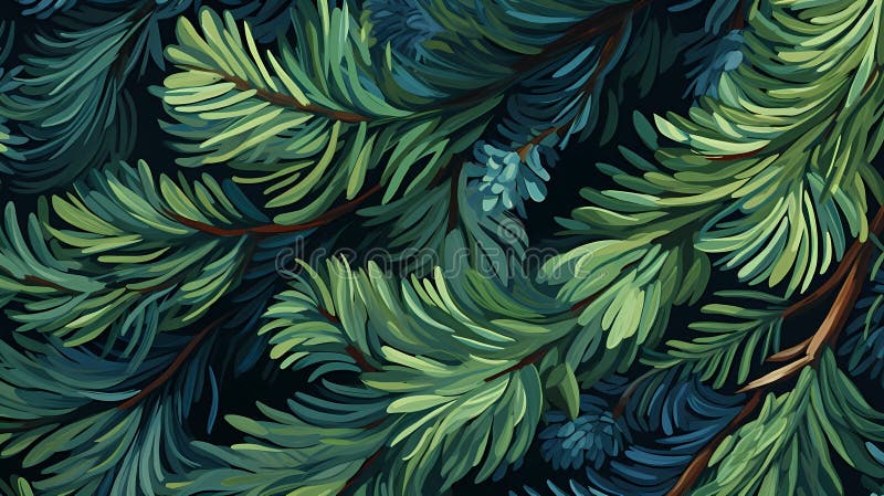 Seamless Background with Coniferous Branches Pattern, Coniferous, Fir ...