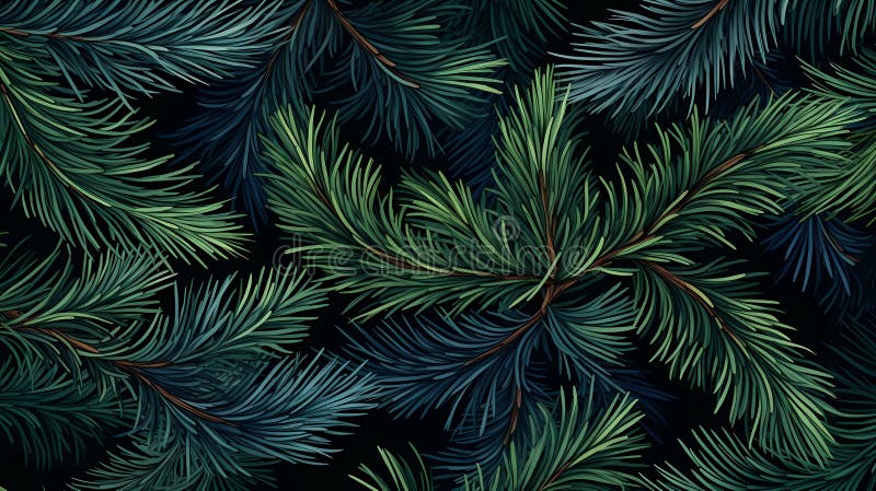 Seamless Background with Coniferous Branches Pattern, Coniferous, Fir ...