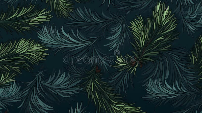 Seamless Background with Coniferous Branches Pattern, Coniferous, Fir ...