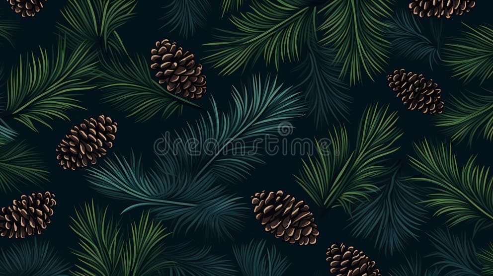 Seamless Background with Coniferous Branches Pattern, Coniferous, Fir ...