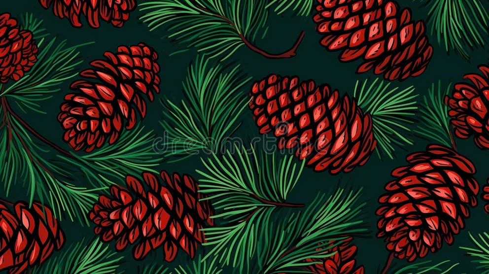 Seamless Background with Coniferous Branches Pattern, Coniferous, Fir ...