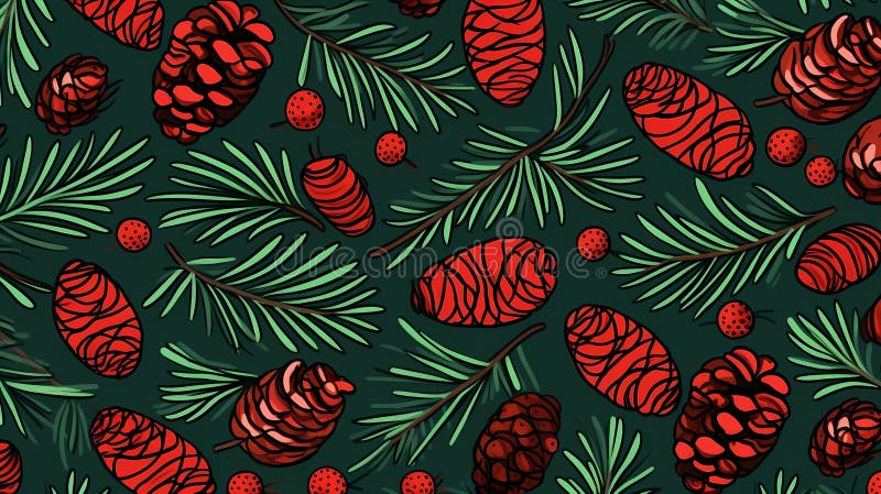 Seamless Background with Coniferous Branches Pattern, Coniferous, Fir ...
