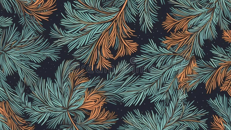 Seamless Background with Coniferous Branches Pattern, Coniferous, Fir ...