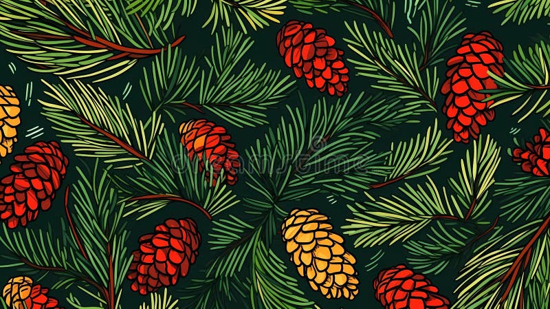 Seamless Background with Coniferous Branches Pattern, Coniferous, Fir ...