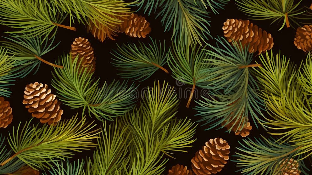 Seamless Background with Coniferous Branches Pattern, Coniferous, Fir ...