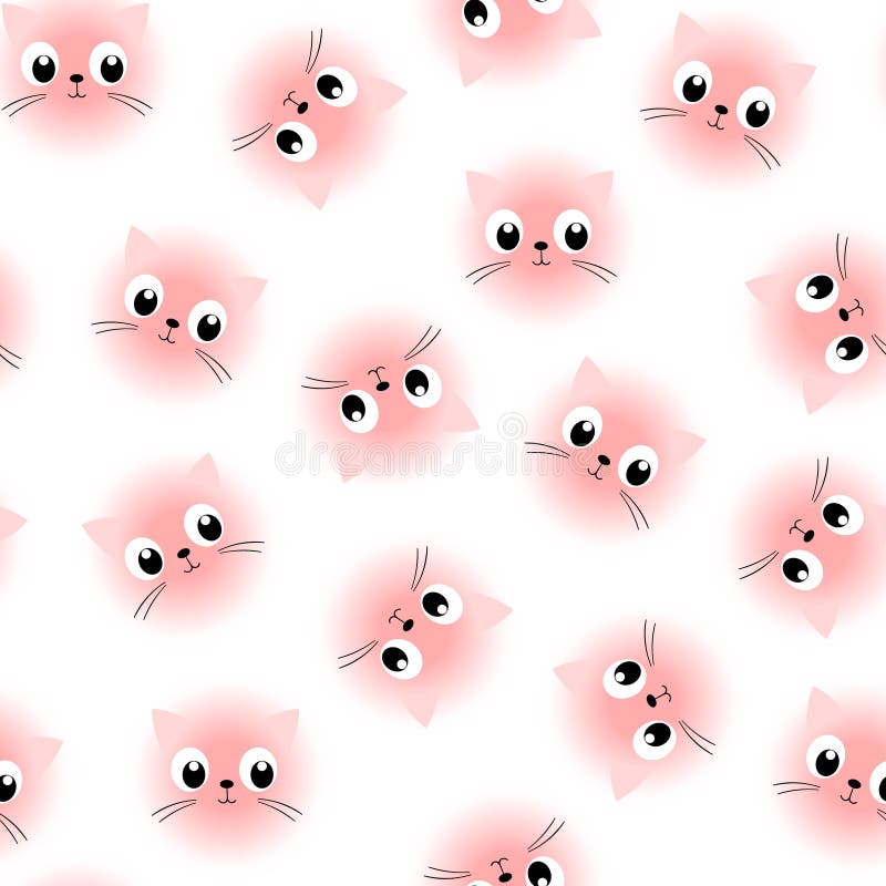 Seamless Background with Pink Cats Stock Vector - Illustration of ...