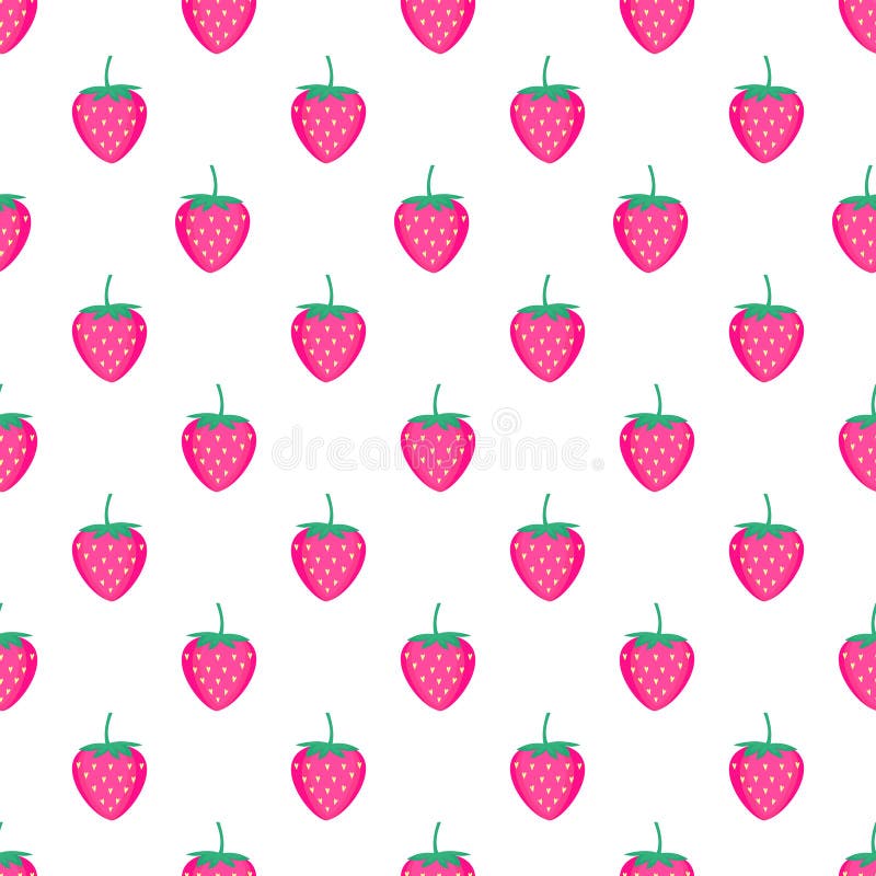 Cute Vector Strawberry Pattern. Seamless Background with Pink ...