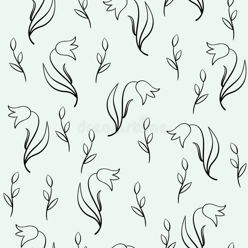 Seamless Background with Plant Elements. Doodles and Sketches Vector ...