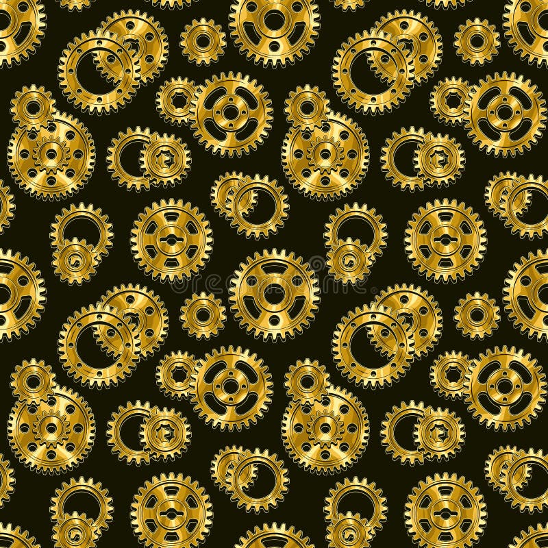 Seamless Background with Polished Gold Gears Stock Vector ...