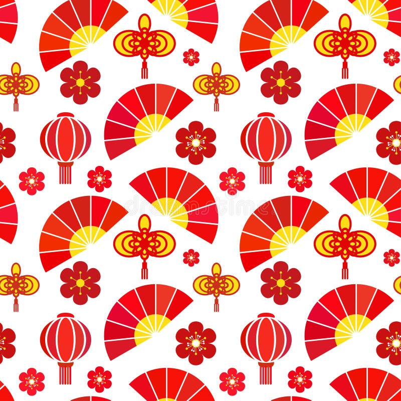 Seamless Background with Red Decorative Fun Stock Vector - Illustration ...