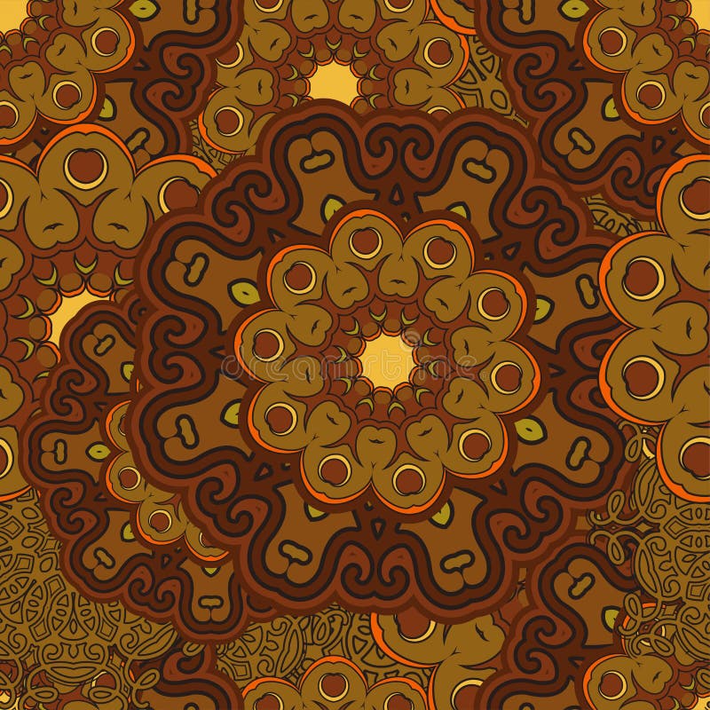 Seamless Background Red Flowers. Orange and Red Flower with Outline ...