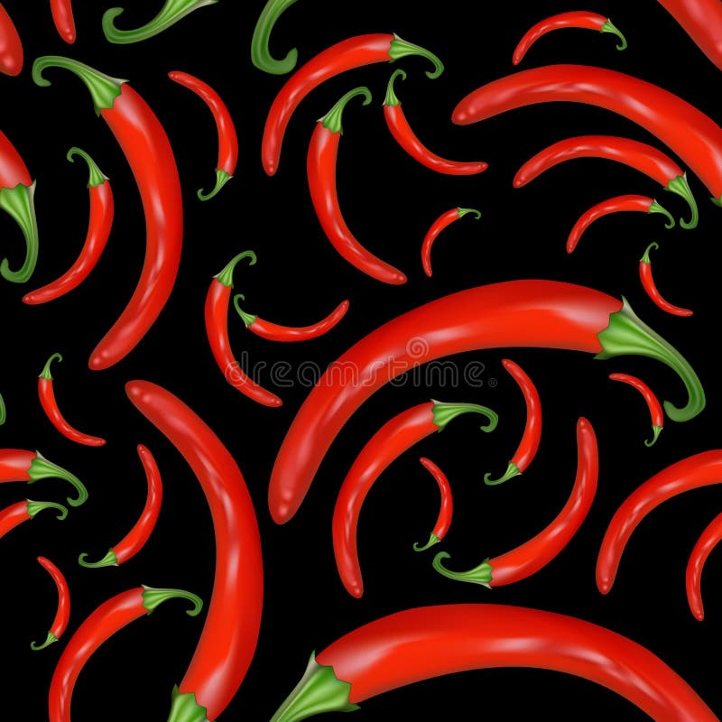 Seamless Background of Red Hot Pepper Stock Vector - Illustration of ...