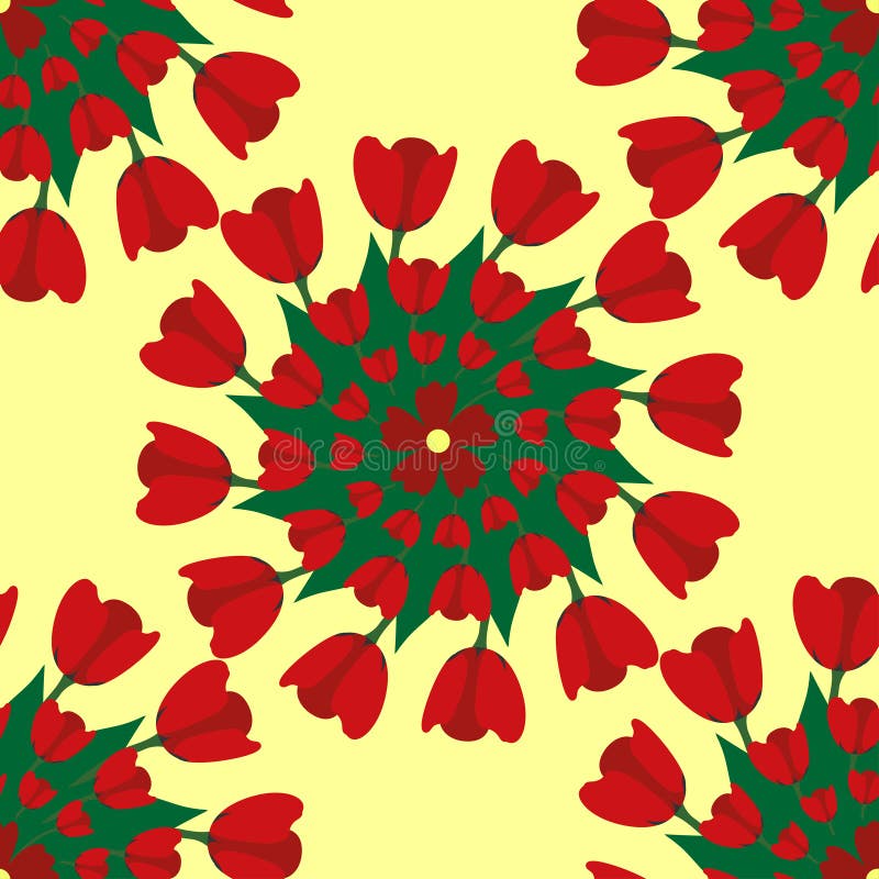 Seamless Background With Red Mandala Tulips 2 Stock Vector ...