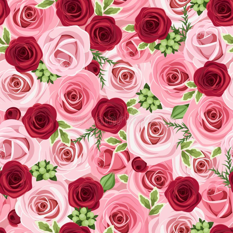Seamless Background with Red and Pink Roses. Stock Vector ...