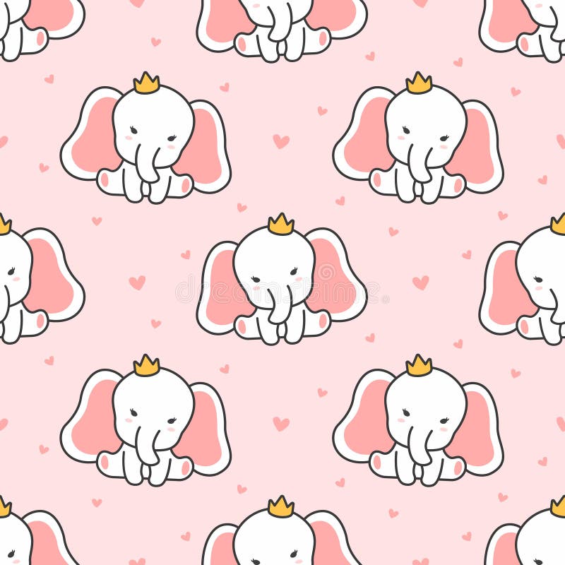 Cute Elephant Seamless Pattern Background Stock Illustration ...