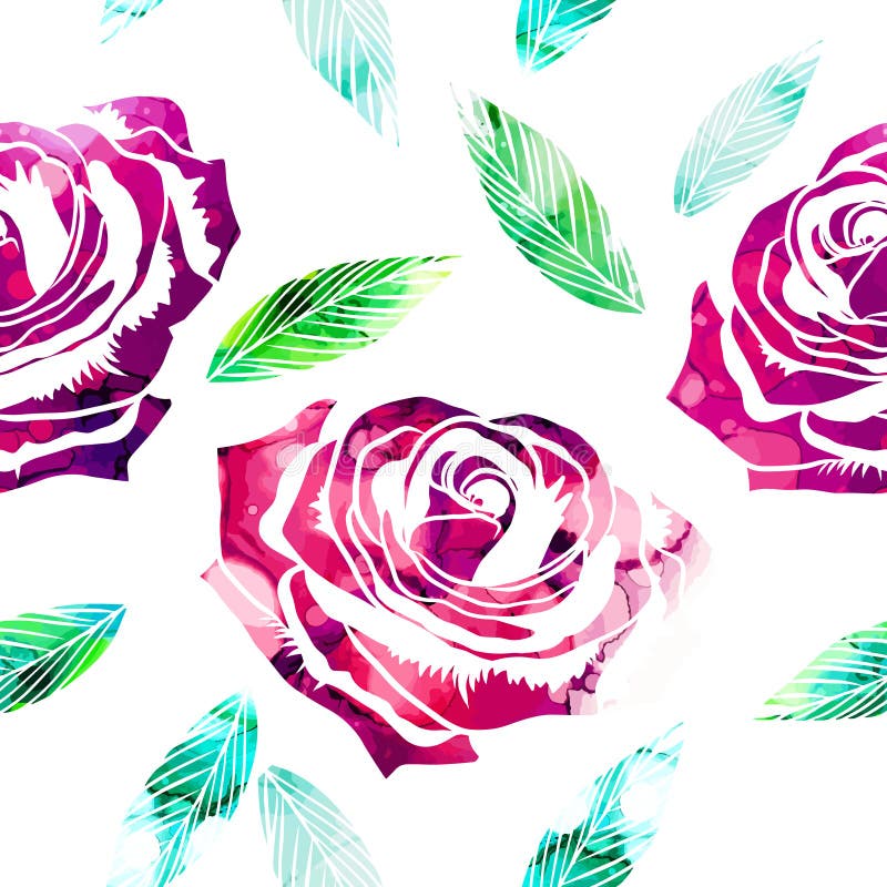 The Seamless Background of the Rose. Mixed Media. Vector Illustration ...